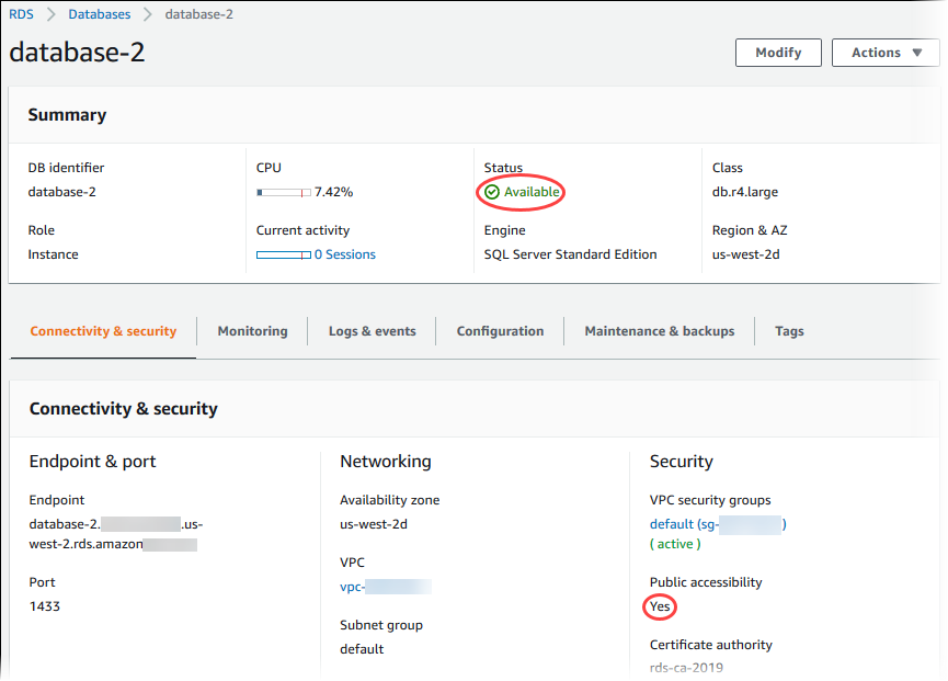 Connecting To A Db Instance Running The Sql Server Database Engine 2018
