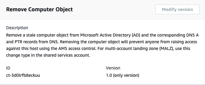 Computer Object | Remove - AMS Advanced Change Type Reference