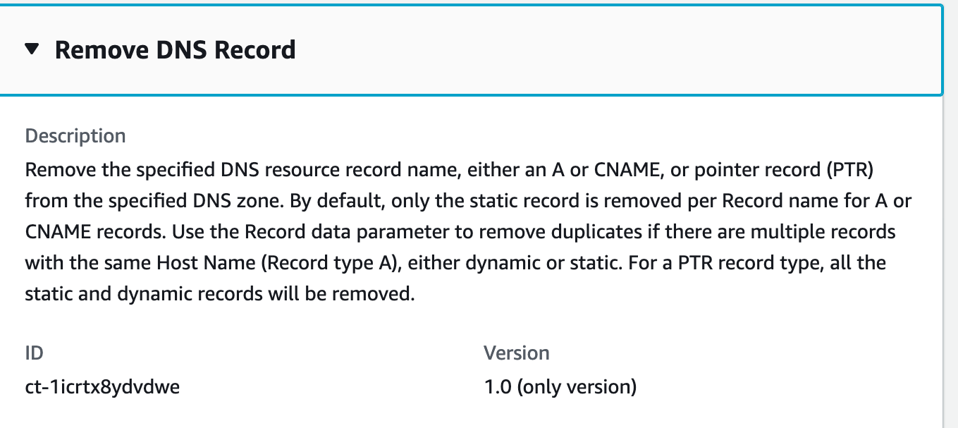 DNS | Remove Record - AMS Advanced Change Type Reference