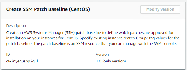 SSM Patch Baseline | Create (CentOS) - AMS Advanced Change Type Reference